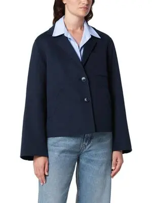 MAX MARA Blue Cropped Jacket In Wool-blend Cloth