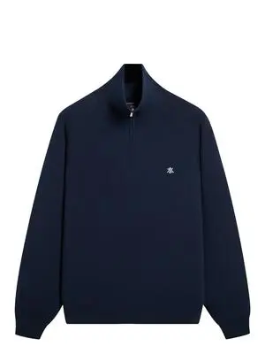 Kith Compact Cotton Knit Javier Quarter Zip Pullover 'nocturnal - Blue