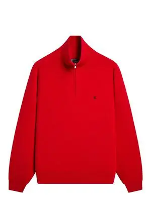 Kith Compact Cotton Knit Javier Quarter Zip Pullover 'fame - Red