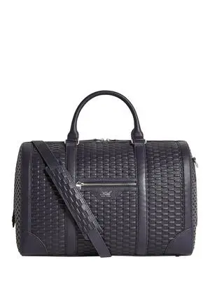 Kith Monogram Tumbled Leather Traveler K40 Duffle Bag 'ink' Black