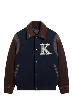 Kith Melton Wool Studded Varsity Jacket 'eve - Black