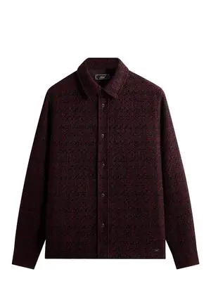 Kith Boucle Plaid Boxy Collared Overshirt 'essence' Red