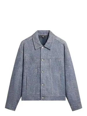 Kith Leather Denim Dario Trucker Jacket 'mid Indigo - Blue