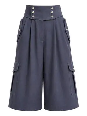JULIA ALLERT High-waisted Utility Bermuda Shorts – Grey - Blue