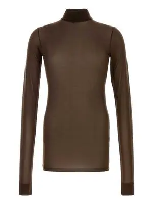 Saint Laurent Cupro-blend Slim T-shirt Top - Brown