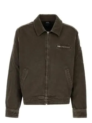 A.p.c. A. P.c. Men's Classic-Collar Cotton Denim Zip Jacket Marrone