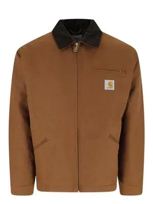 Carhartt Work In Progress Canvas Zip Jacket With Corduroy Collar - Brown
