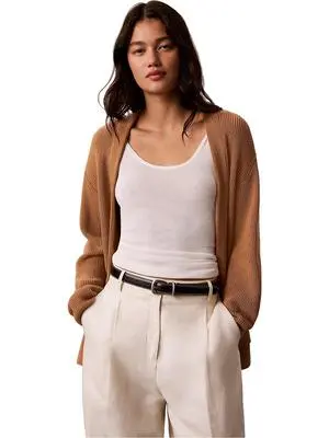 Calvin Klein Merino Wool Blend Duster Cardigan - Bronze Flash