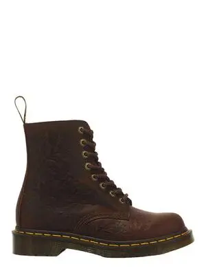 Dr. Martens 1460 Pascal Deboss Floral Eye Crazy Horse Leather Boots - Brown