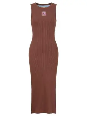 Marni Marni Women Marni Frame Logo Midi Dress Brown