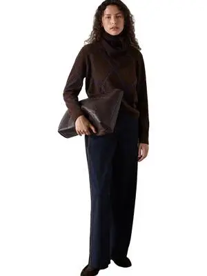 Whistles Wool Contrast Diamond Knit Jumper - Brwn/multi