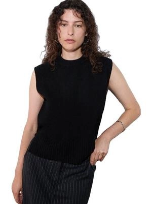 Whistles Wool Sleeveless Tank - Black