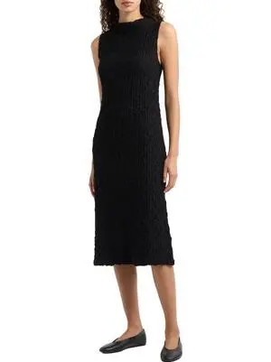 Eileen Fisher Funnel Neck Sleeveless Dress - Black
