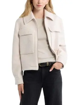 Treasure & Bond Cropped Textured Jacket - Beige Silver