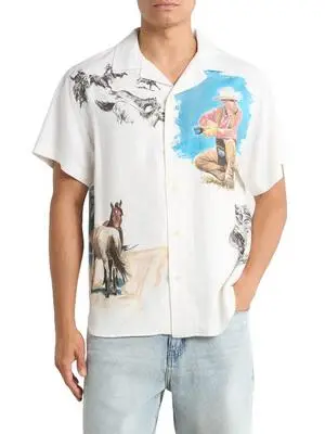 ONE OF THESE DAYS El Capitan Printed Camp Shirt - Bone