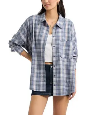 Bp. Plaid Long Sleeve Flannel Shirt - Blue Plaid