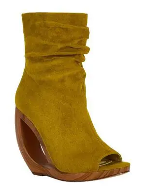 AZALEA WANG Arlo Peep Toe Bootie - Mustard