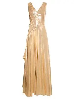 Akris Asymmetric Silk Georgette Lamé Gown - Gold