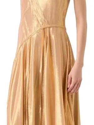 Akris Asymmetric Silk Georgette Lamé Gown - Gold