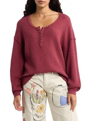 Free People Montreal Henley Thermal Top - Dionysus