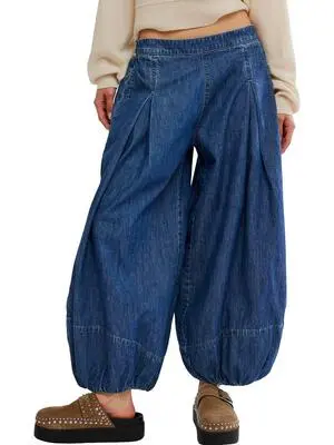 Free People Moonflower Balloon Jeans - Blue Dusk