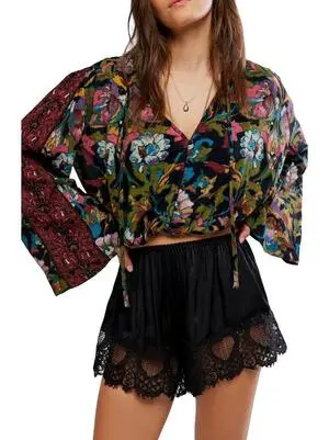 Free People Juliette Printed Top Black Combo