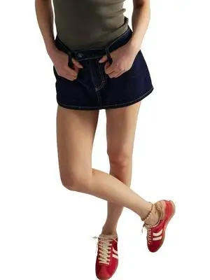 Free People Galivanting Denim Skort - Rinse