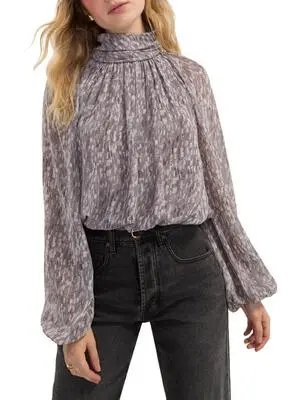 LIVERPOOL Mock Neck Woven Top
