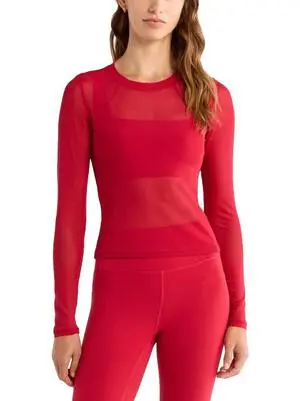Zella Mesh Mix Long-sleeve Tee - Red Jester