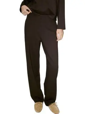 Mango Knit Straight Leg Pants - Brown