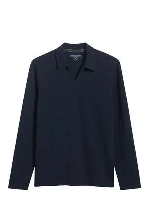 Johnston & Murphy Sedona Textured Long Sleeve Johnny Collar Polo - Navy