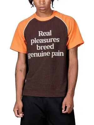 PLEASURES Breed Raglan Cotton Waffle Graphic T-shirt - Brown