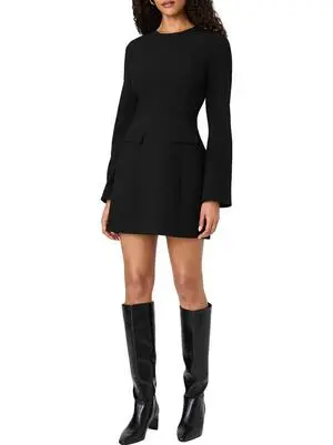 French Connection Azra Long Sleeve Twill Minidress - Black