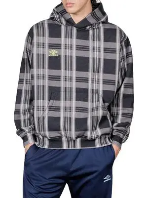 PLEASURES X Umbro Spine Plaid Pullover Hoodie - Black