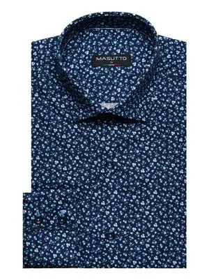 MASUTTO Timi Print Button-up Long Sleeve Shirt - Blue