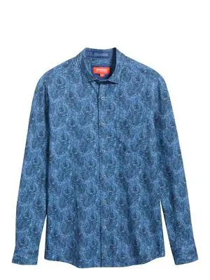 Johnston & Murphy Xc+™ Motion Paisley Knit Button-up Shirt Blue/navy
