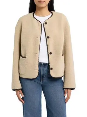 Bernardo Faux Shearling Jacket With Faux Leather Trim - Brown