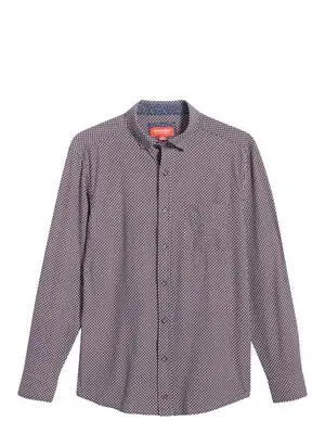 Johnston & Murphy Xc+™ Motion Microprint Knit Button-up Shirt - Rust/navy Stacked Triangle