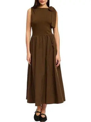 EN SAISON Jane Sleeveless Mixed Media Maxi Dress - Brown