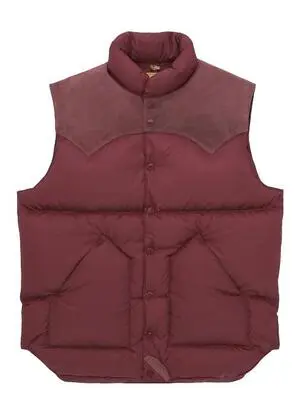 FORTELA Down Vest With Suede Yoke - Burgundy