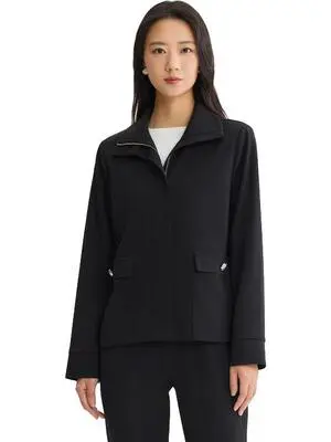 Ming Wang Stretch Deco Crepe Sport Jacket - Black
