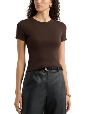 Nordstrom Ribbed Crewneck T-shirt Brown Mole