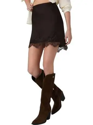 GUESS Sophie Lace Detail Bias Miniskirt