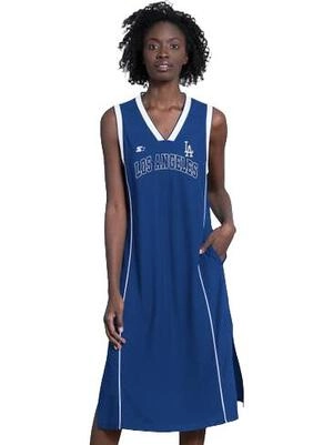 STARTER Los Angeles Dodgers Line Up Sneaker Sleeveless Maxi Dress - Royal
