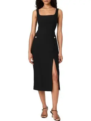 French Connection Kai Suiting Side Slit Midi Dress - Black