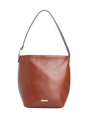 Barbour Cedar Large Leather Bucket Bag - Brown