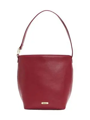 Barbour Cedar Large Leather Bucket Bag - Red