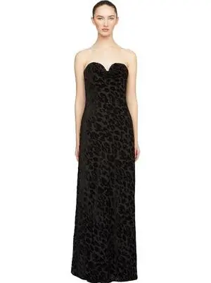 Halston Rosalie Chiffon Devoré Gown - Black
