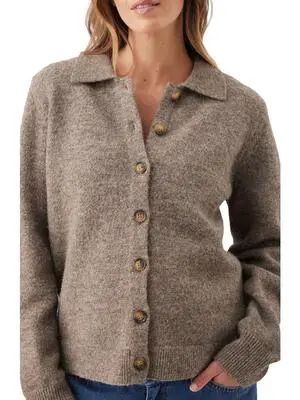 RIPE MATERNITY Brodie Collared Button Down Maternity Sweater Cardigan - Truffle