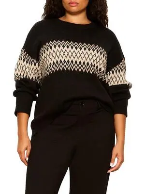 Sanctuary Argyle Crew Pullover - Black Argyle